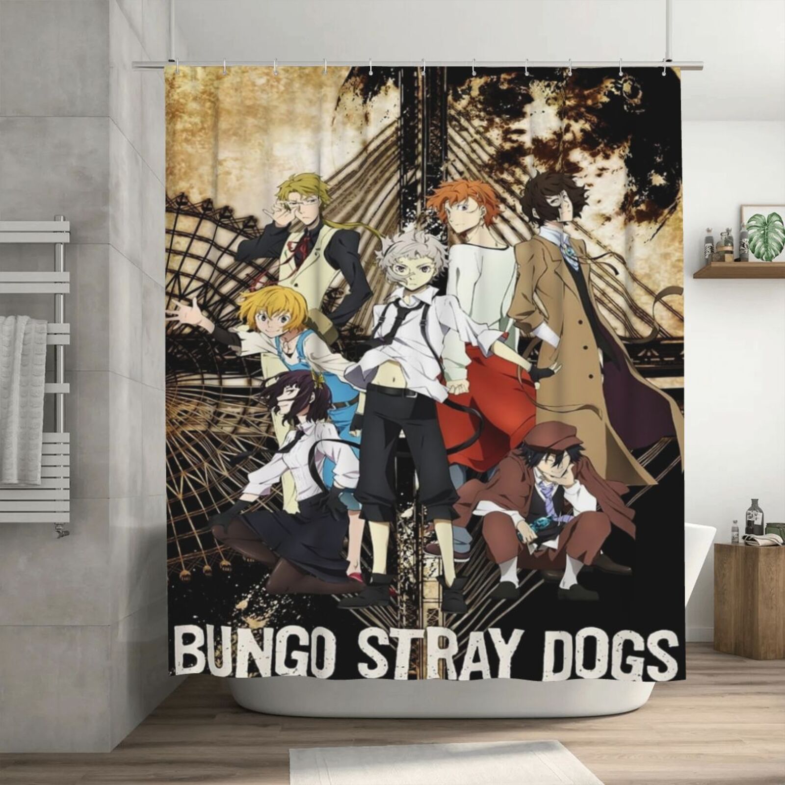 Bungo Stray Dogs Shower Curtain Cartoon Waterproof Fabric Bath Curtains ...