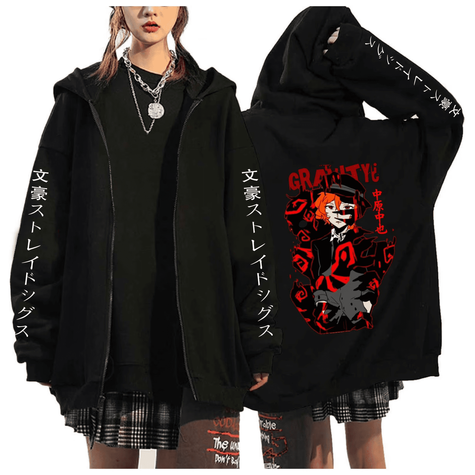 Bungo Stray Dogs hoodie zippered long-sleeved pullover with anime ...