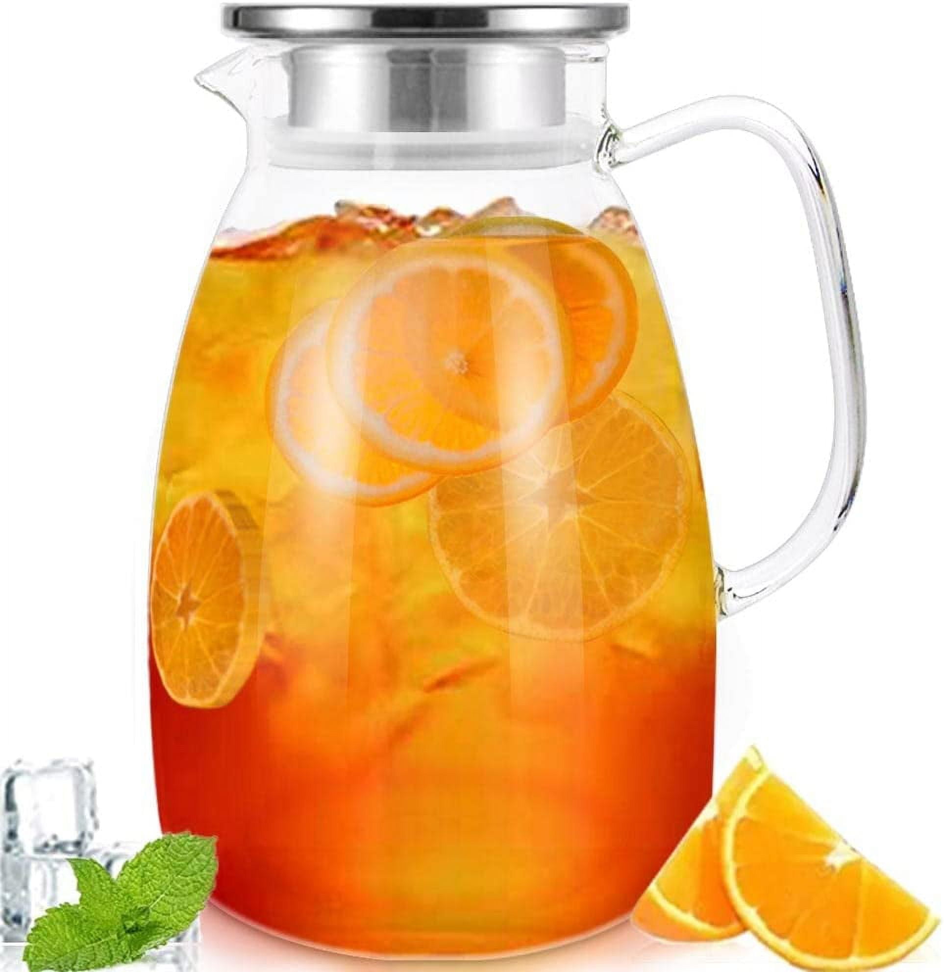 Bunhut 68oz Glass Pitcher with Lid, Heat-Resistant, High Borosilicate ...
