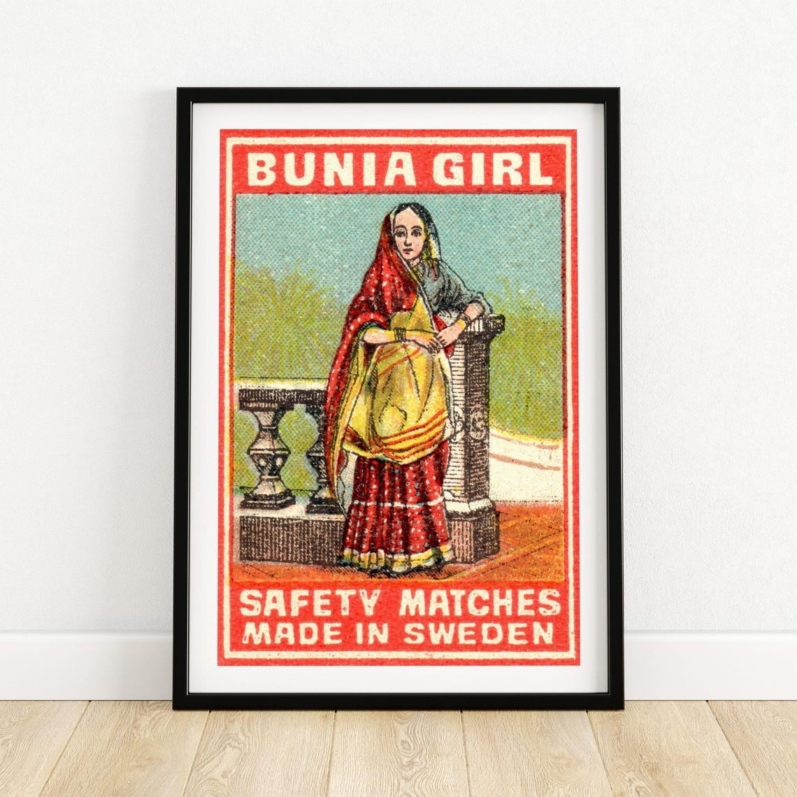 Bunia Girl Matchbox Art Print Vintage Swedish Match Label Colorful Wall ...
