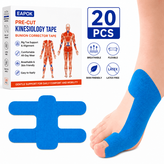 Bunion Corrector Tape for Women & Men, 20 PCS Pre-Cut Big Toe Support ...