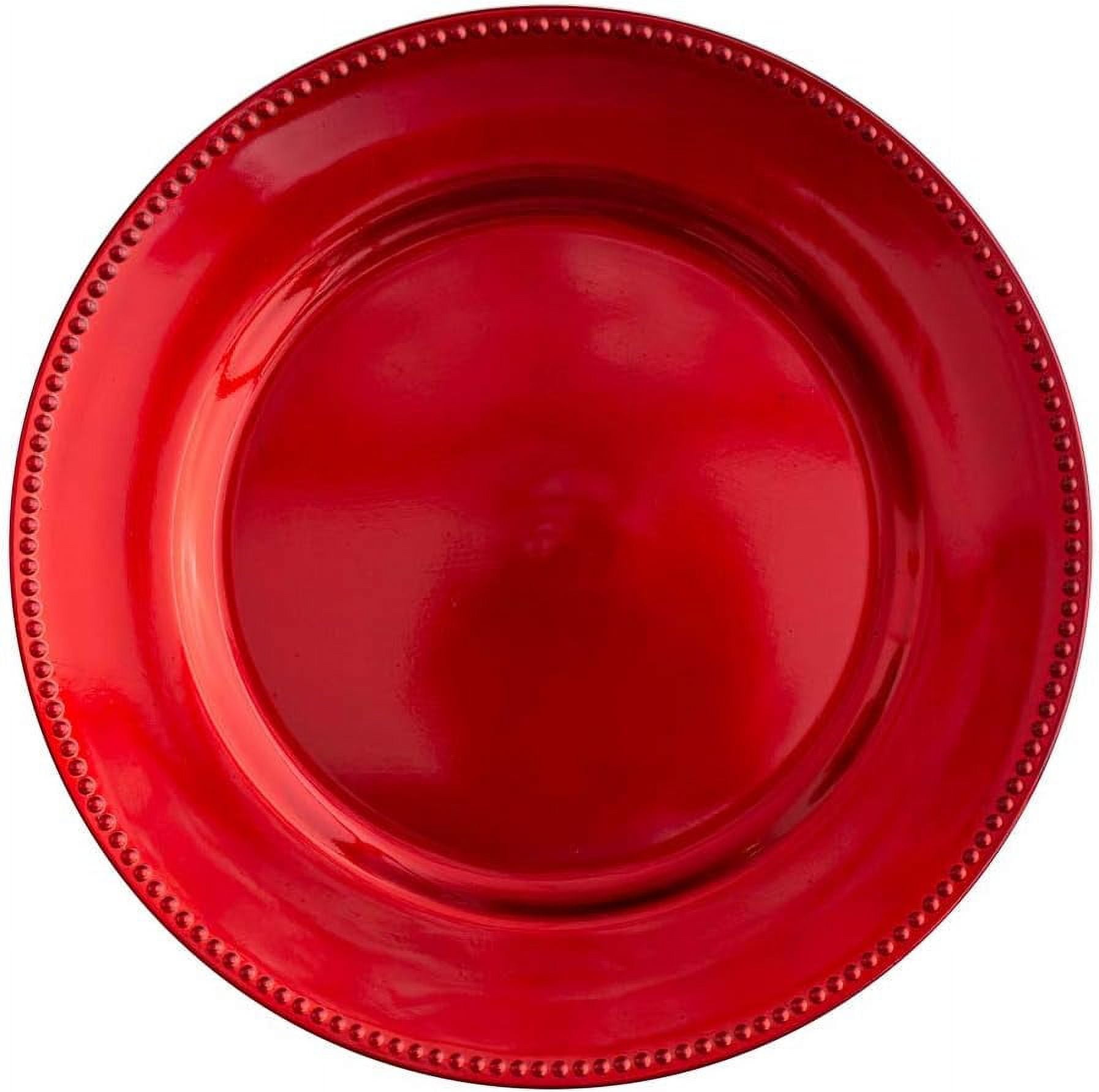 Bunique 4 pack - 13-inch Round Charger Plates Red Beaded Dinner ...