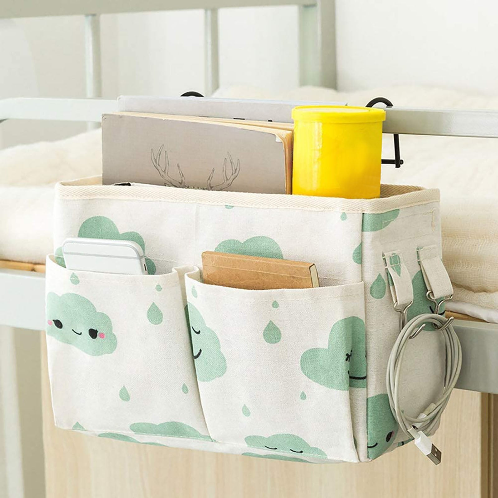 Bunk Bed Hanging Storage Bag With Wire Frame, Multi-Pocket Organiser ...