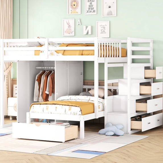 Bunk Bed In White With Storage Facilities - Optimize Your Space Saving ...