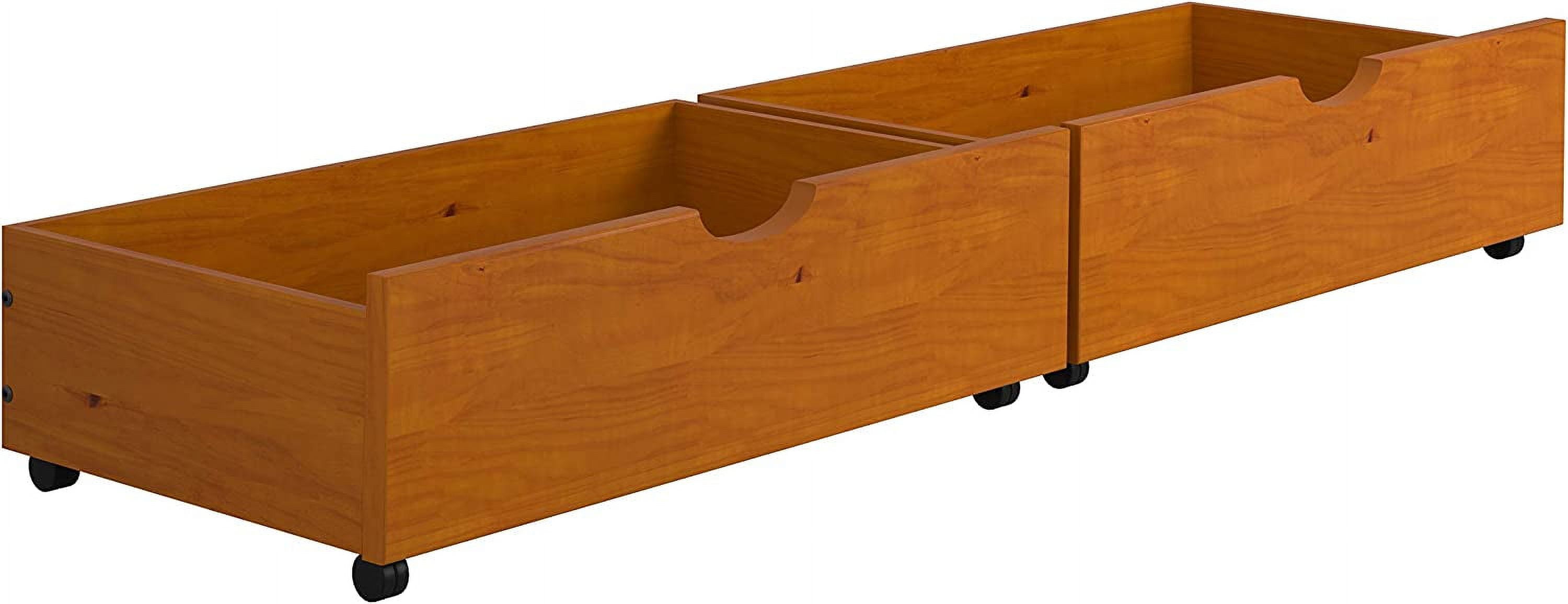 Bunk Bed Kingdom Under Bed Storage Drawers, Honey - Walmart.com