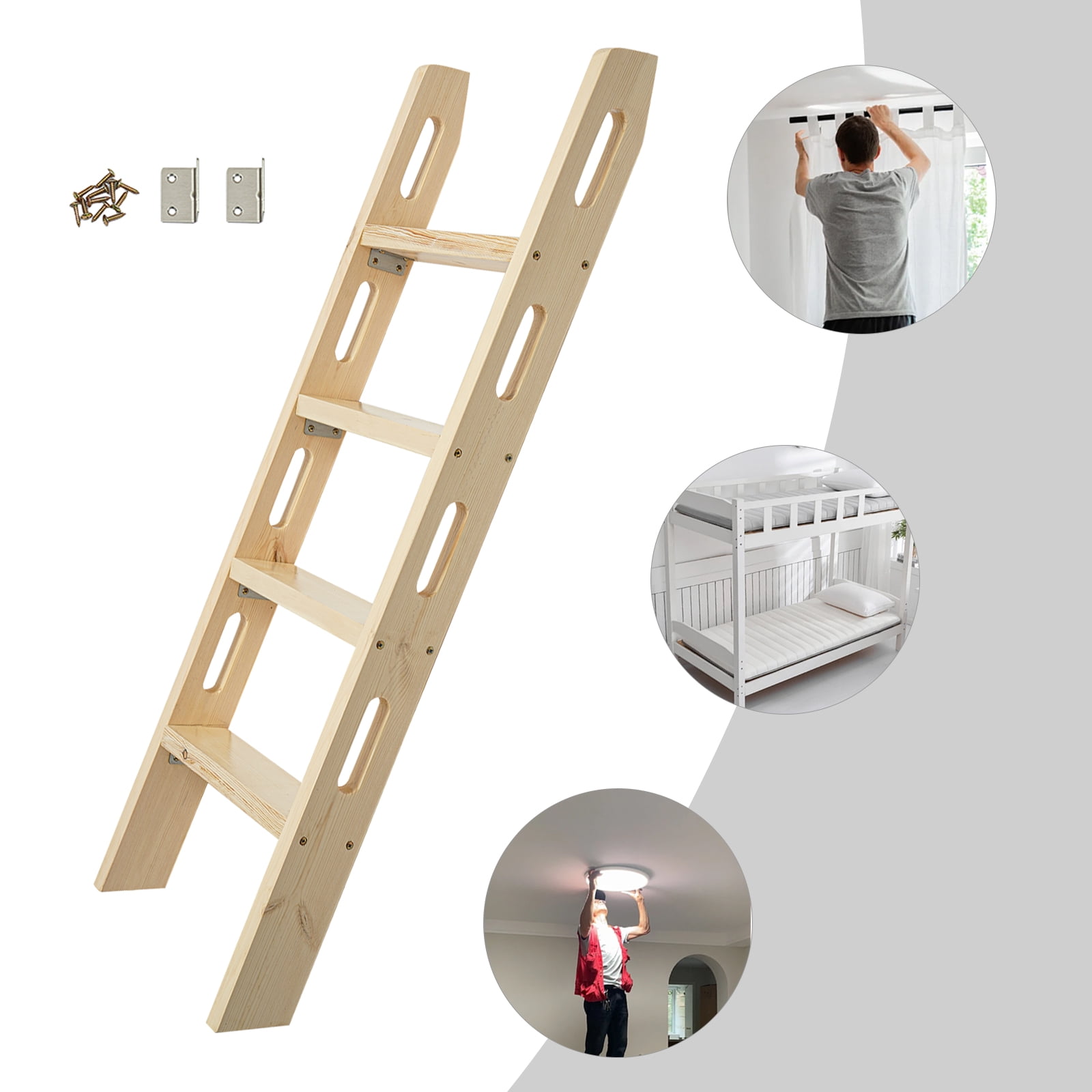 Bunk Bed Ladder 4 Step Wooden Bed Ladder Universal Space-Saving ...