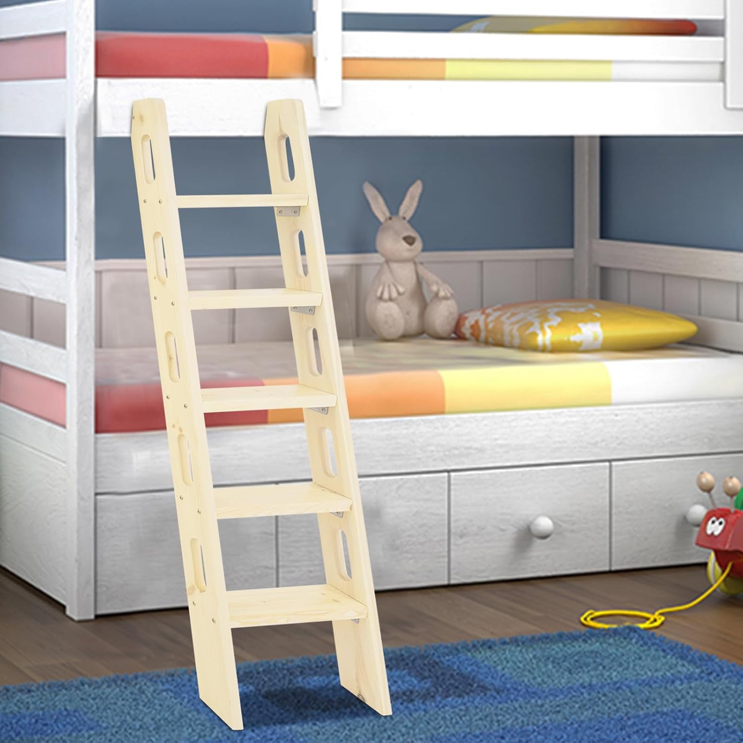 Bunk Bed Ladder, 5 Step Extra Thicken Wood Bed Ladder, Indoor Loft Bed ...