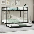 Bunk Bed with Trundle, Full Over Full Bunk Bed - Square Tube Iron Frame ...
