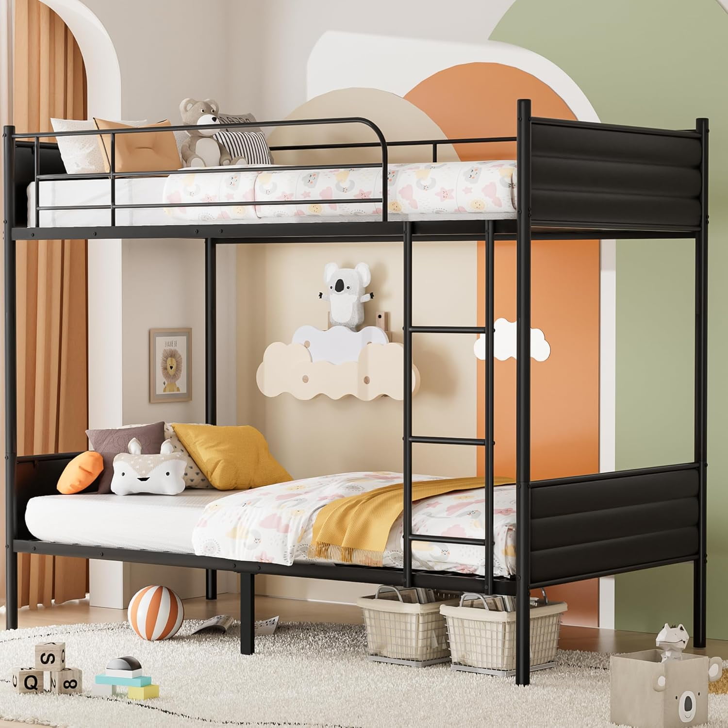 Bunk Bed Twin Over Twin 2-in-1 Detachable Metal Bunk Beds Twin Bed ...