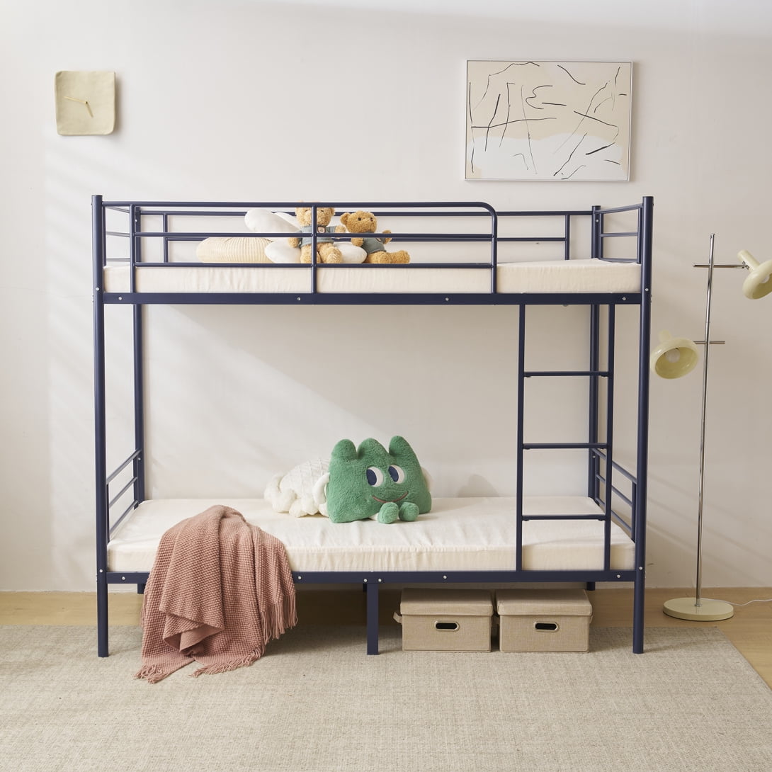 Bunk Bed Twin Over Twin, Heavy Duty Metal Bunk Bed with Ladder, Floor ...