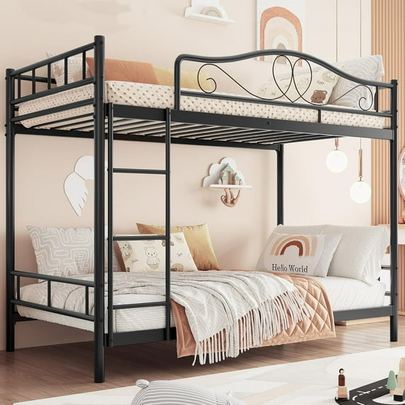 Bunk Bed Twin Over Twin, Heavy Duty Metal Bunk Bed with Safety ...