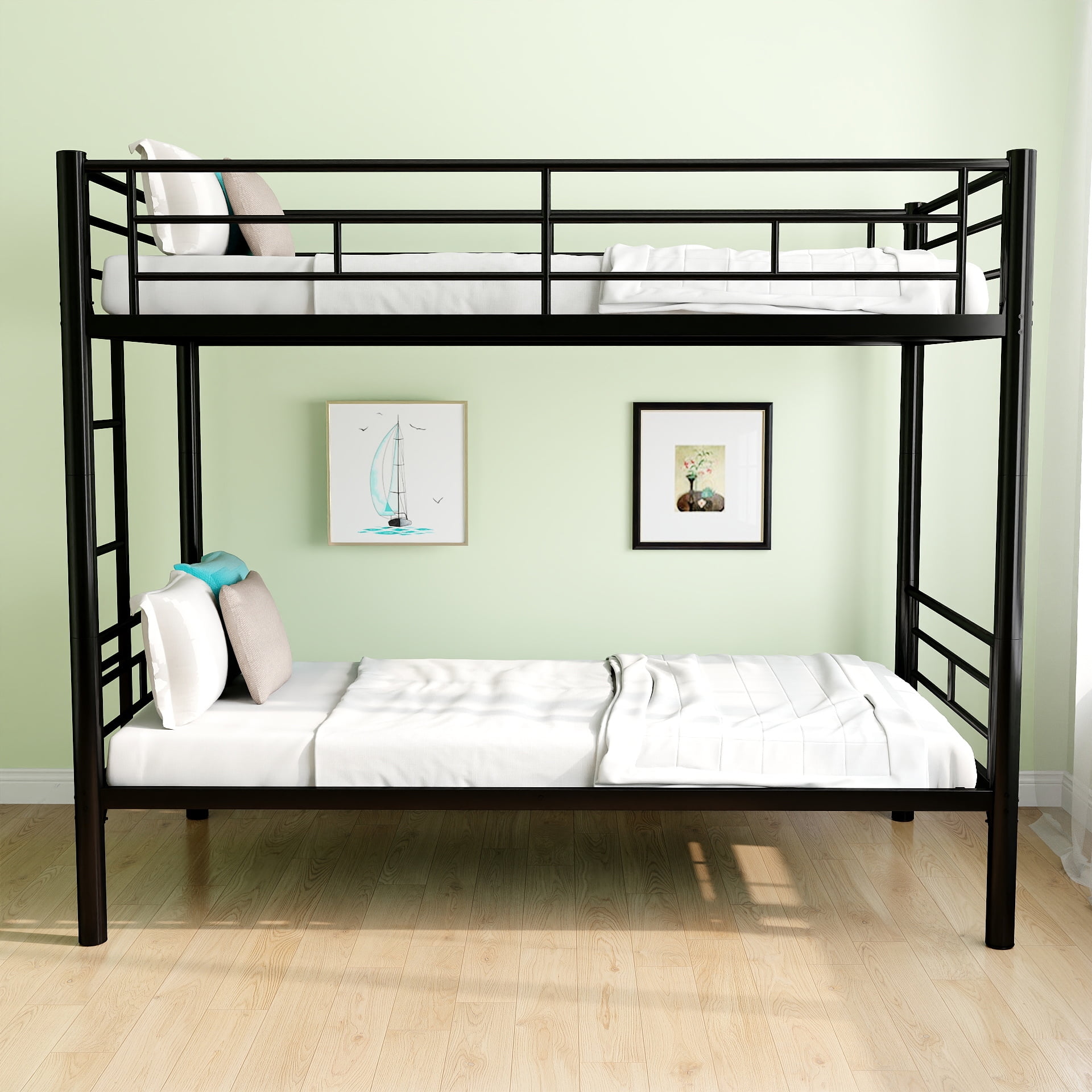 Bunk Bed Twin Over Twin Size with Ladder and High Guardrail,Able To ...