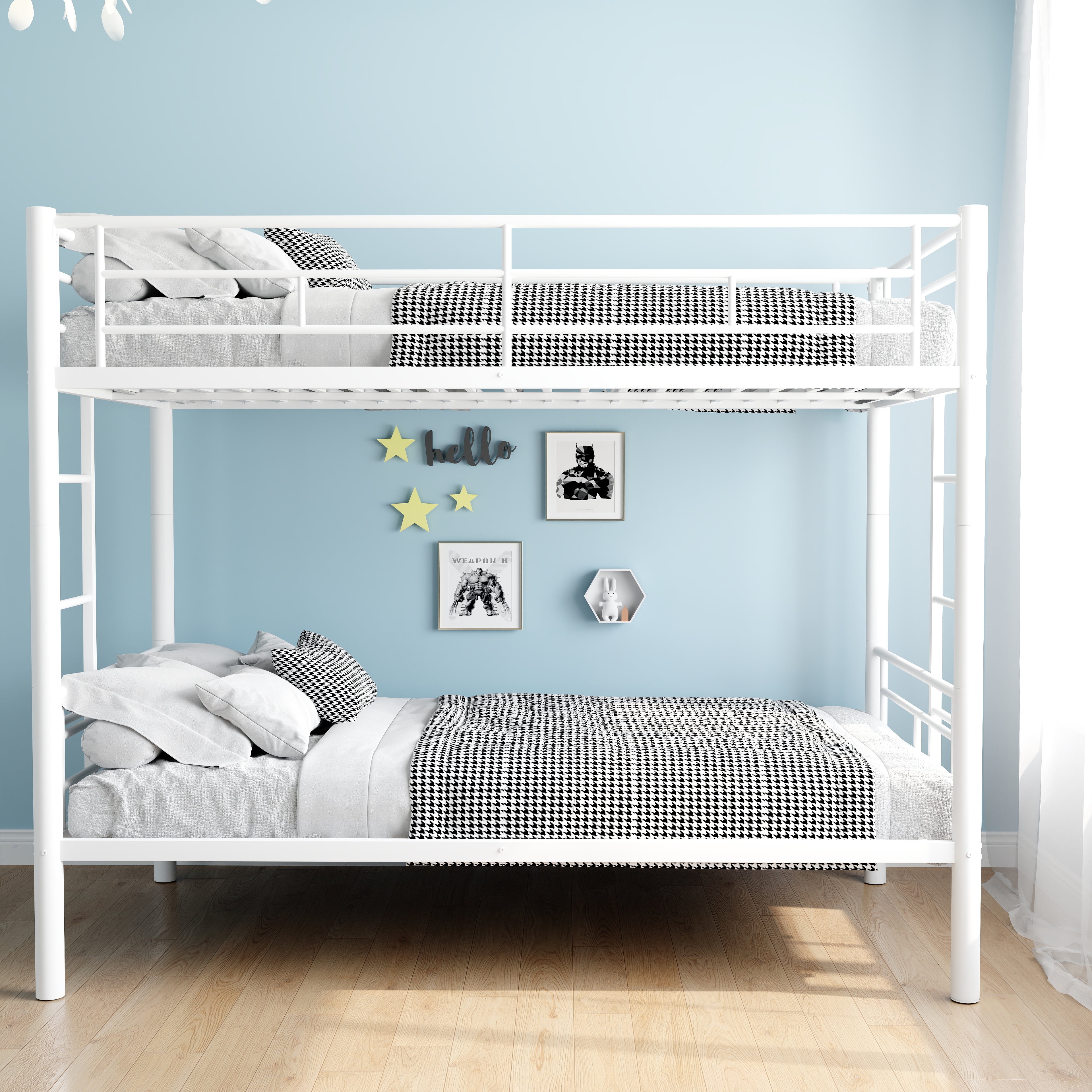 Bunk Bed Twin Over Twin Size with Ladder and High Guardrail,Able To ...