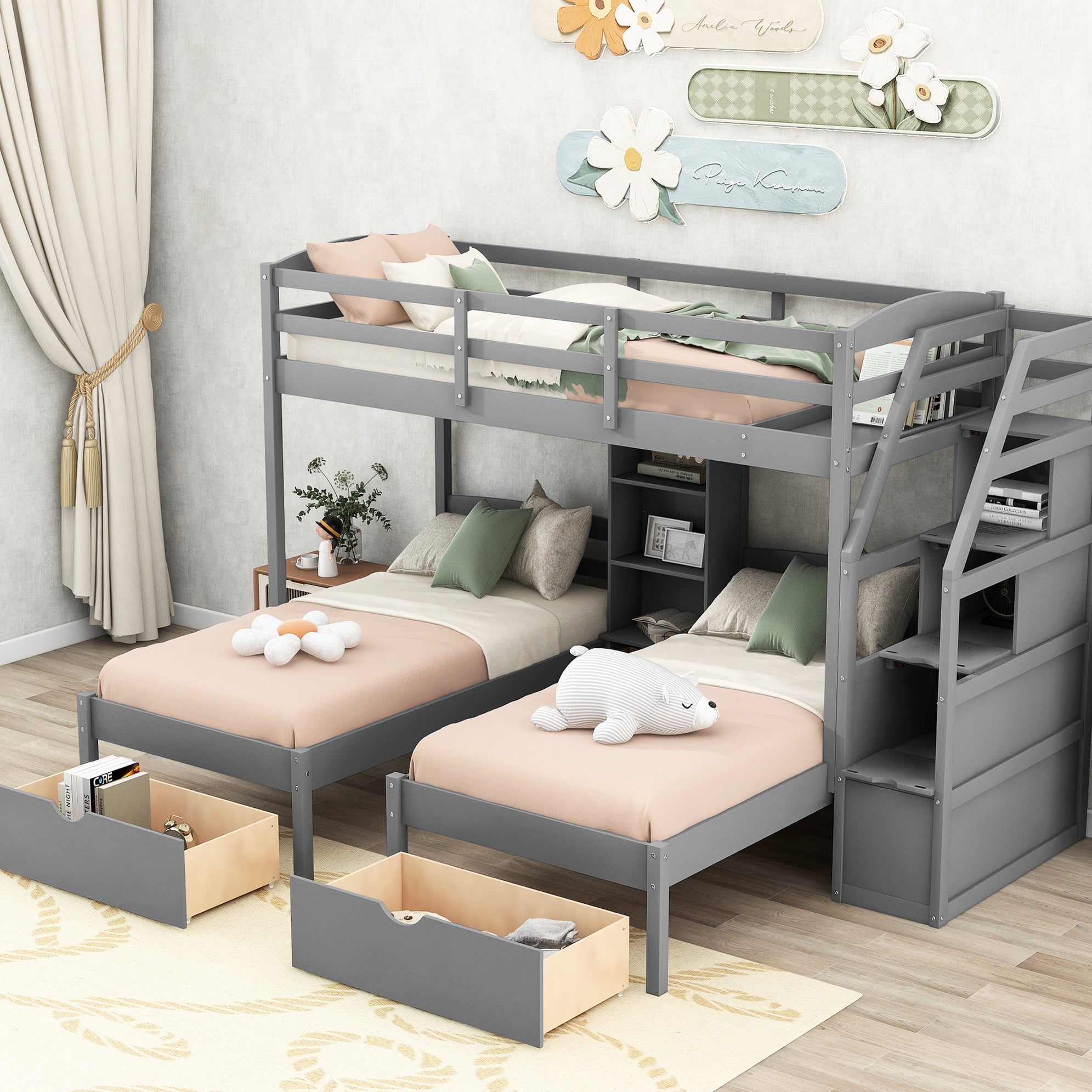 Bunk Bed With Construction And Built-in Storage - Provide A Bedroom ...