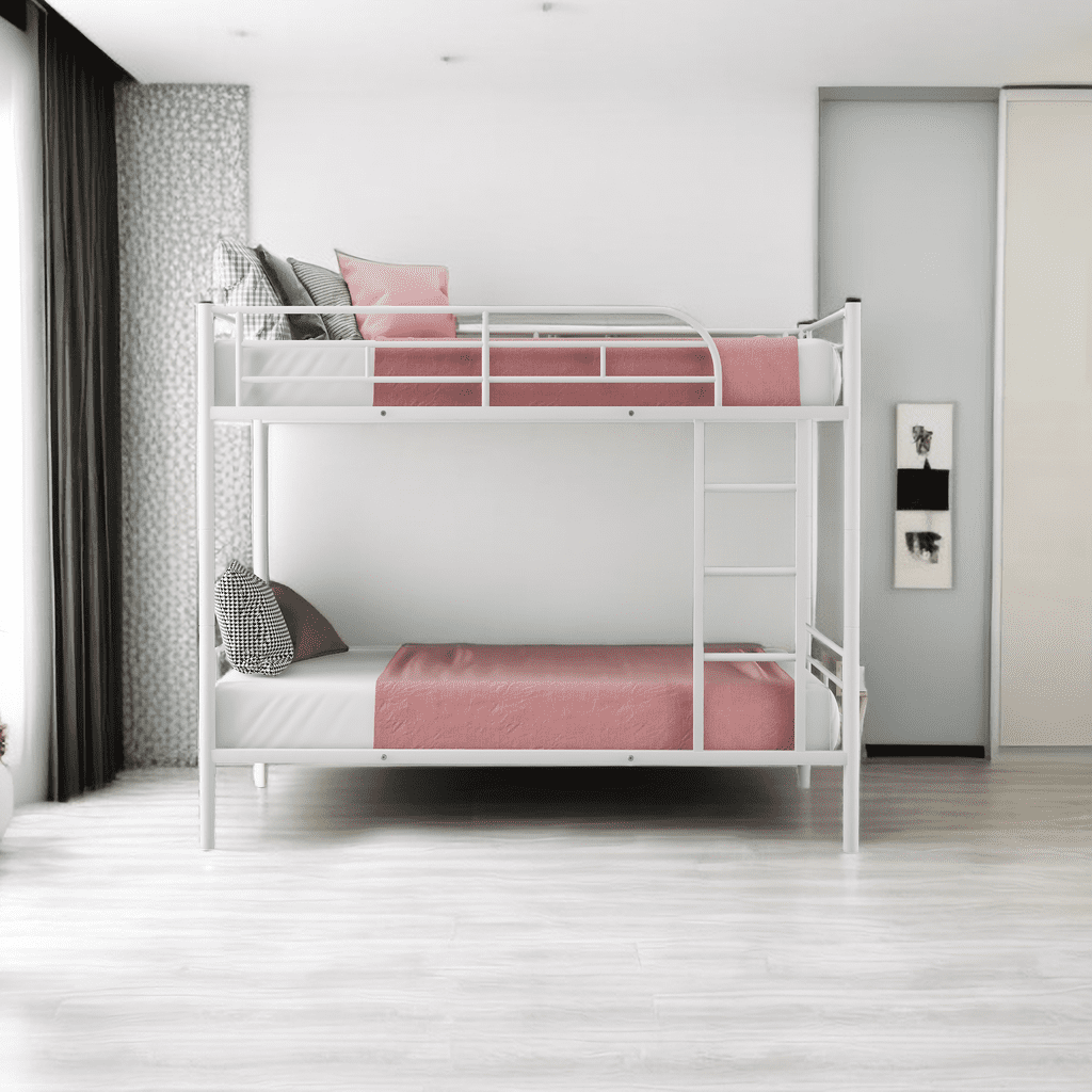 Bunk Bed with Ladder and high Guardrail, Able to Split, Metal Bunk Bed ...
