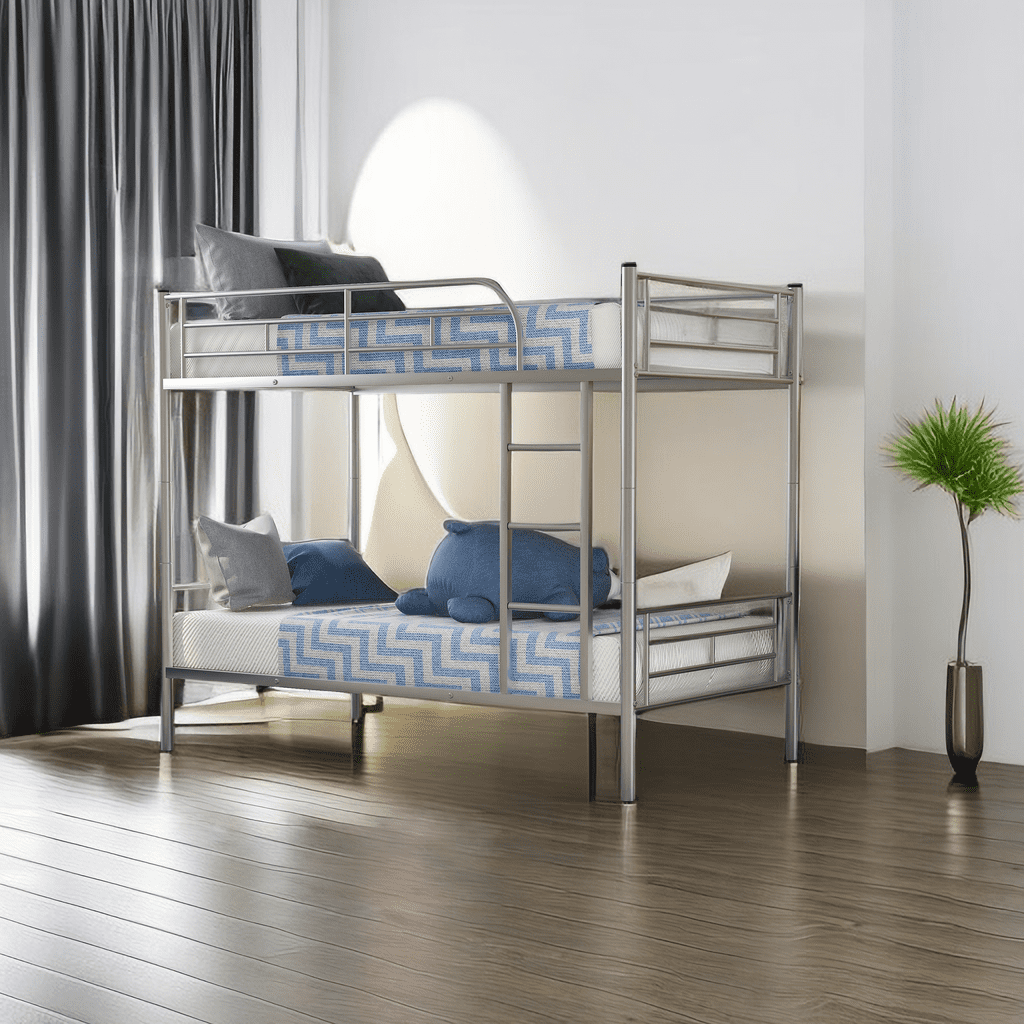 Bunk Bed with Ladder and high Guardrail, Able to Split, Metal Bunk Bed ...