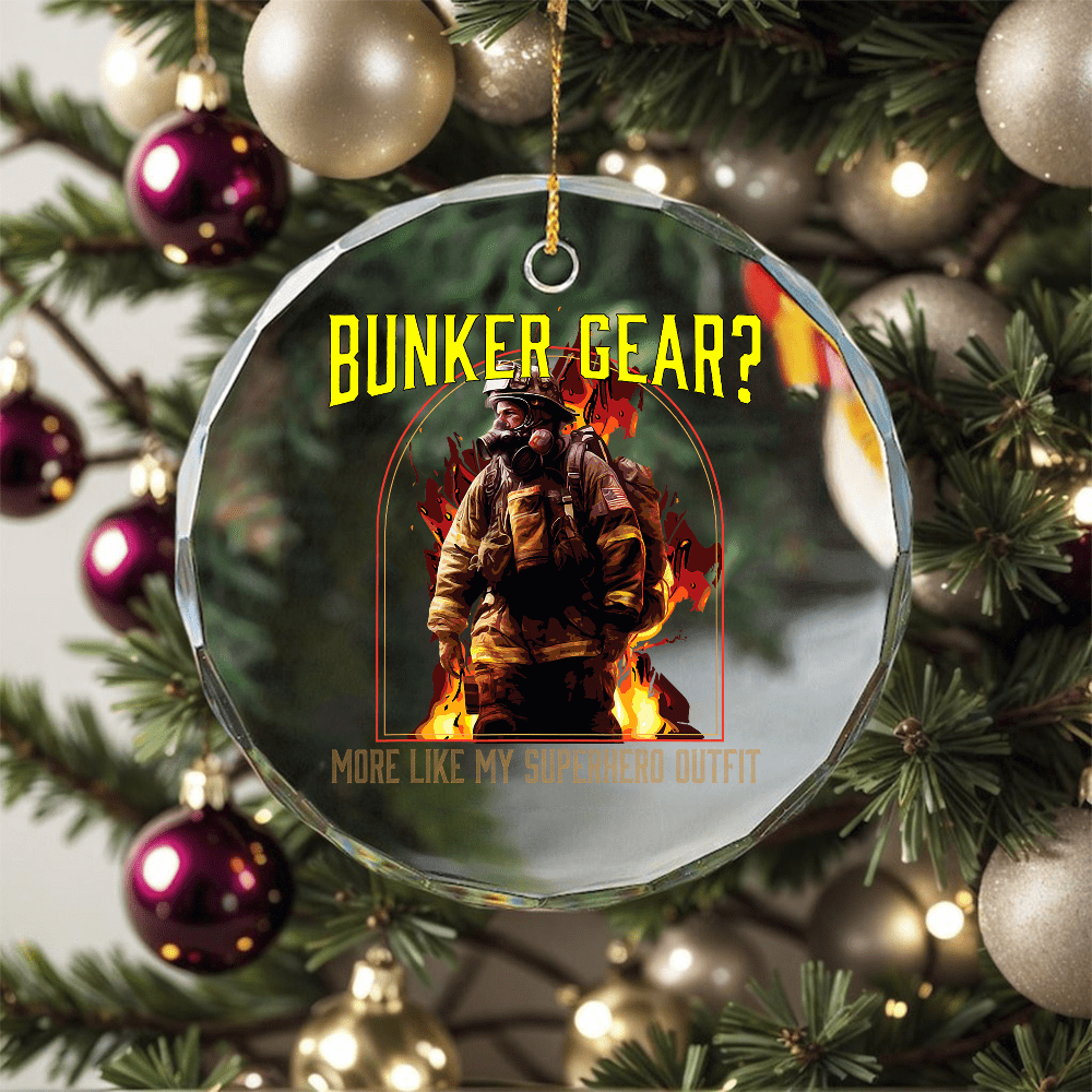 Bunker Gear More Like My Superhero Firefighter Ornament, Home Decor #14, Crystal Glass Ornament ...
