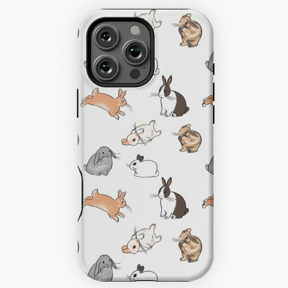 Bunnies Animal Pattern Art iPhone Case 17 16 15 14 13 12 11 Pro Max ...