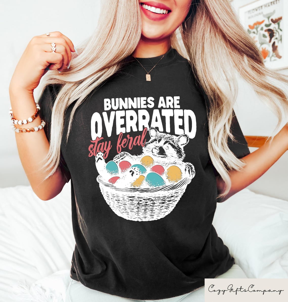 Bunnies Are Overrated Stay Feral T-shirt, Funny Easter Raccoon Shirt ...