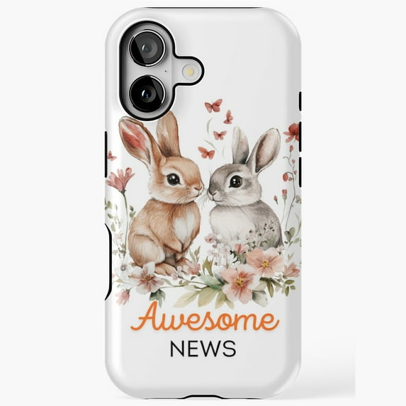 Bunnies Awesome News Cute Rabbit iPhone Case 17 11 12 13 14 15 16 Pro ...