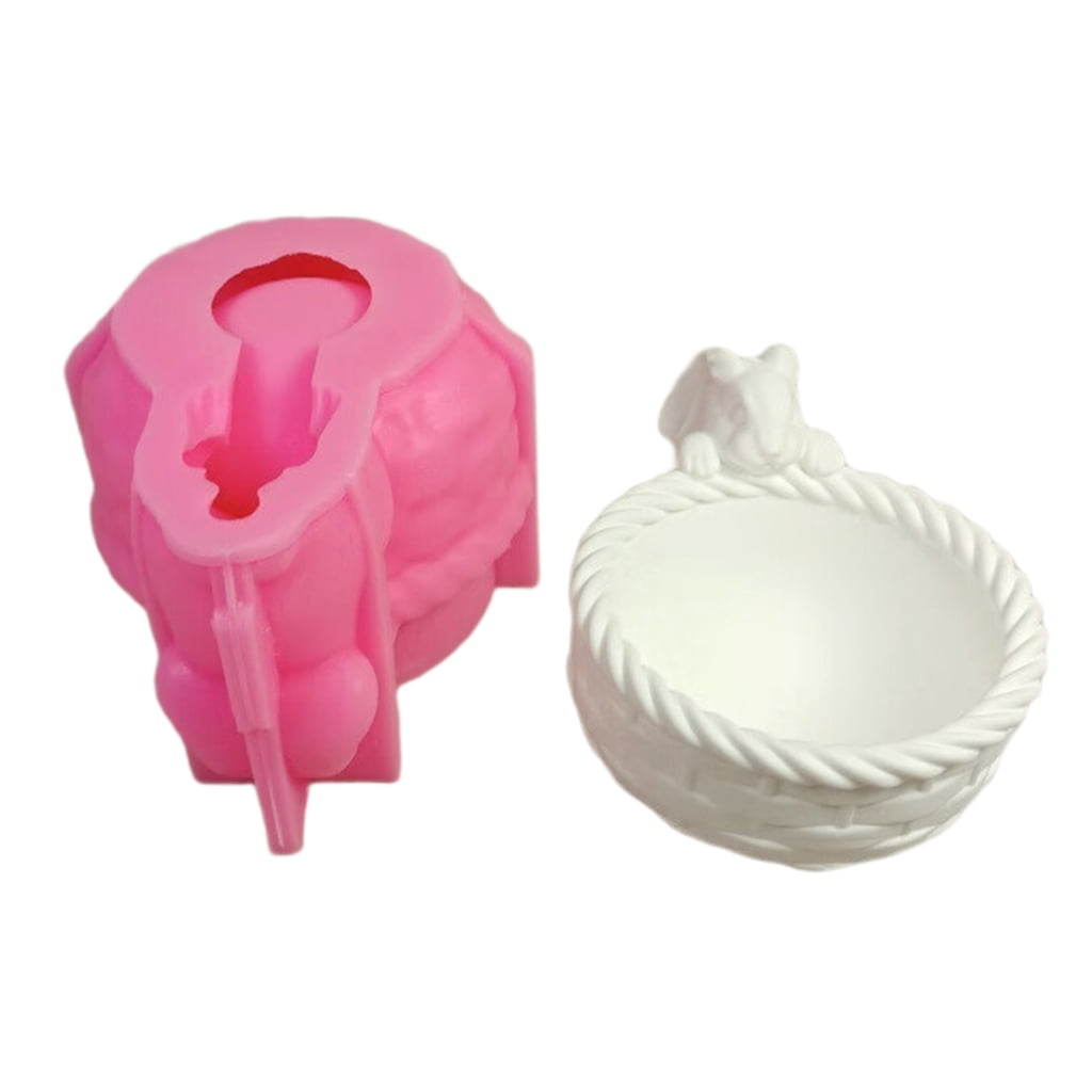 Bunnies Basket Shape Resin Silicone Molds for Candle Chocolate Candy ...