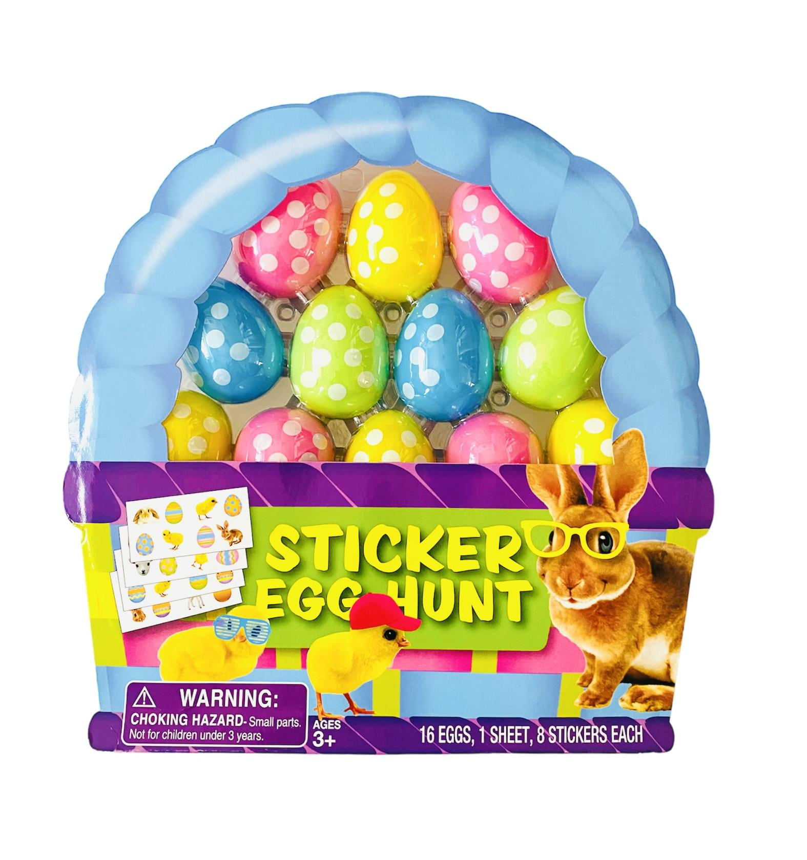 Bunnies & Chicks Sticker Egg Hunt - 16 Eggs, 1 Sheet, 8 Stickers Each ...