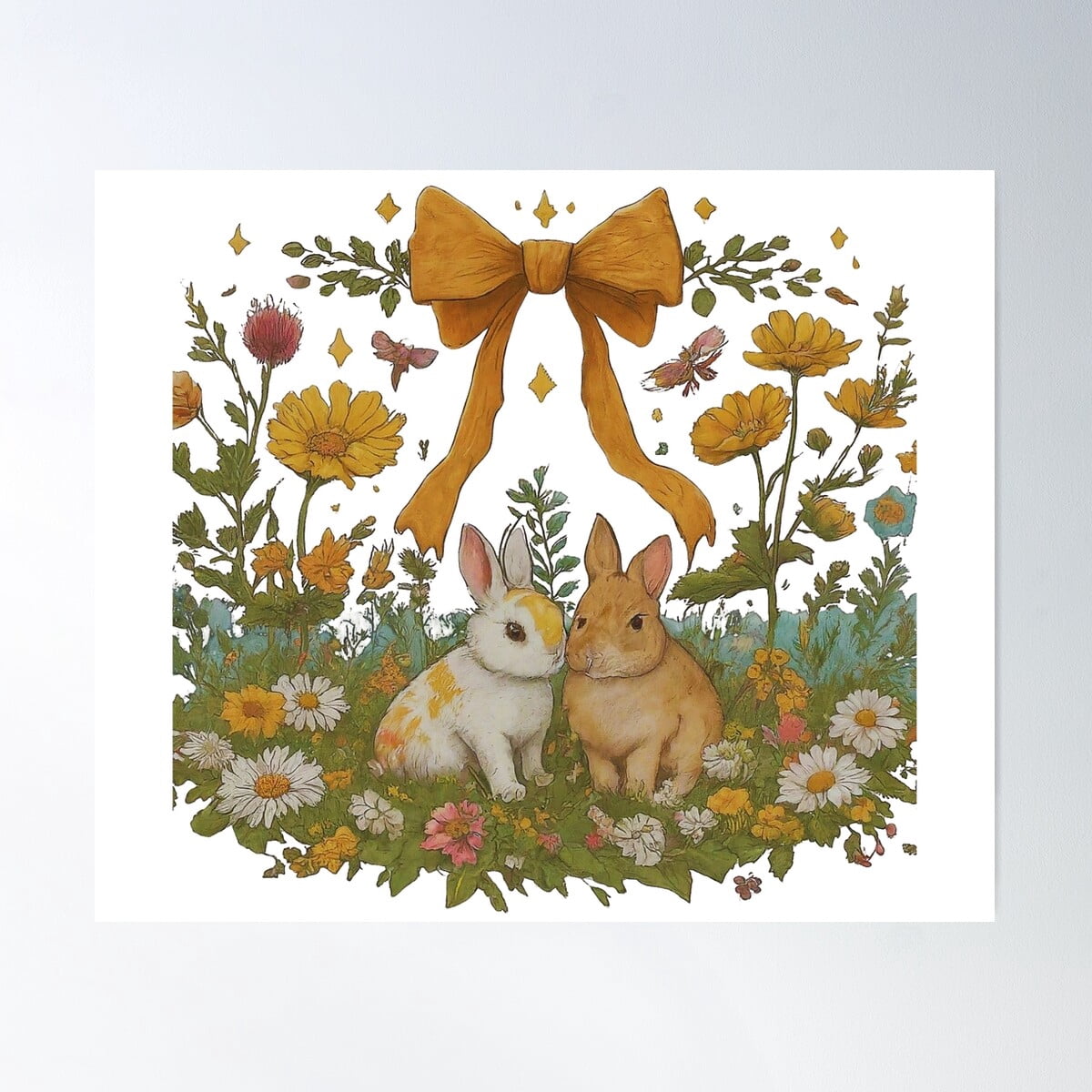 Bunnies Cottagecore Poster Wall Art, Modern Wall Decor For Living Room ...