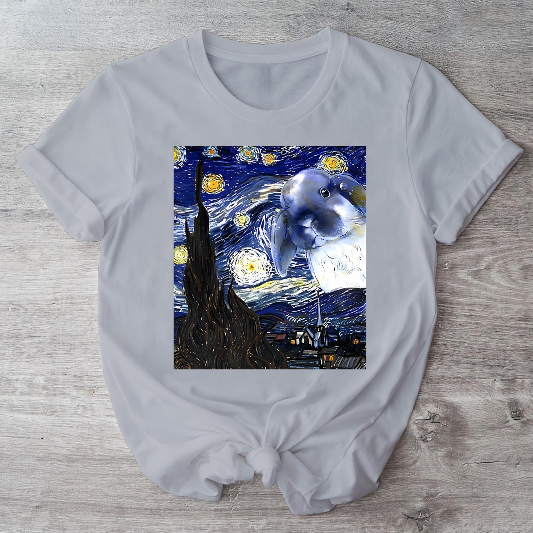 Bunnies Cute Rabbit Starry Night Vincent Van Gogh T-Shirt, Bunnies ...