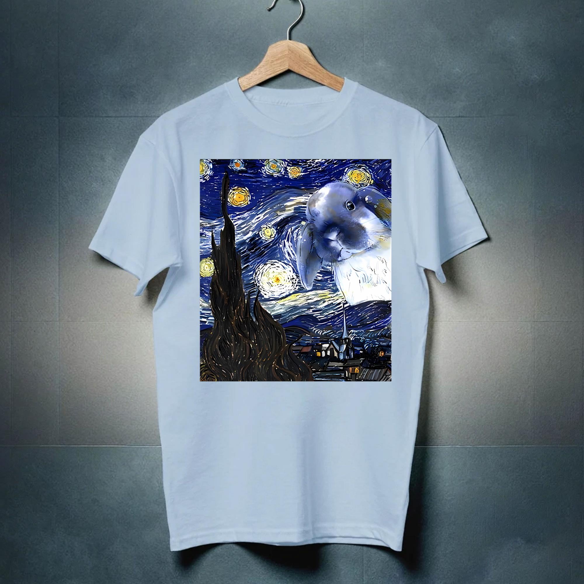 Bunnies Cute Rabbit Starry Night Vincent Van Gogh T-Shirt, Bunnies ...