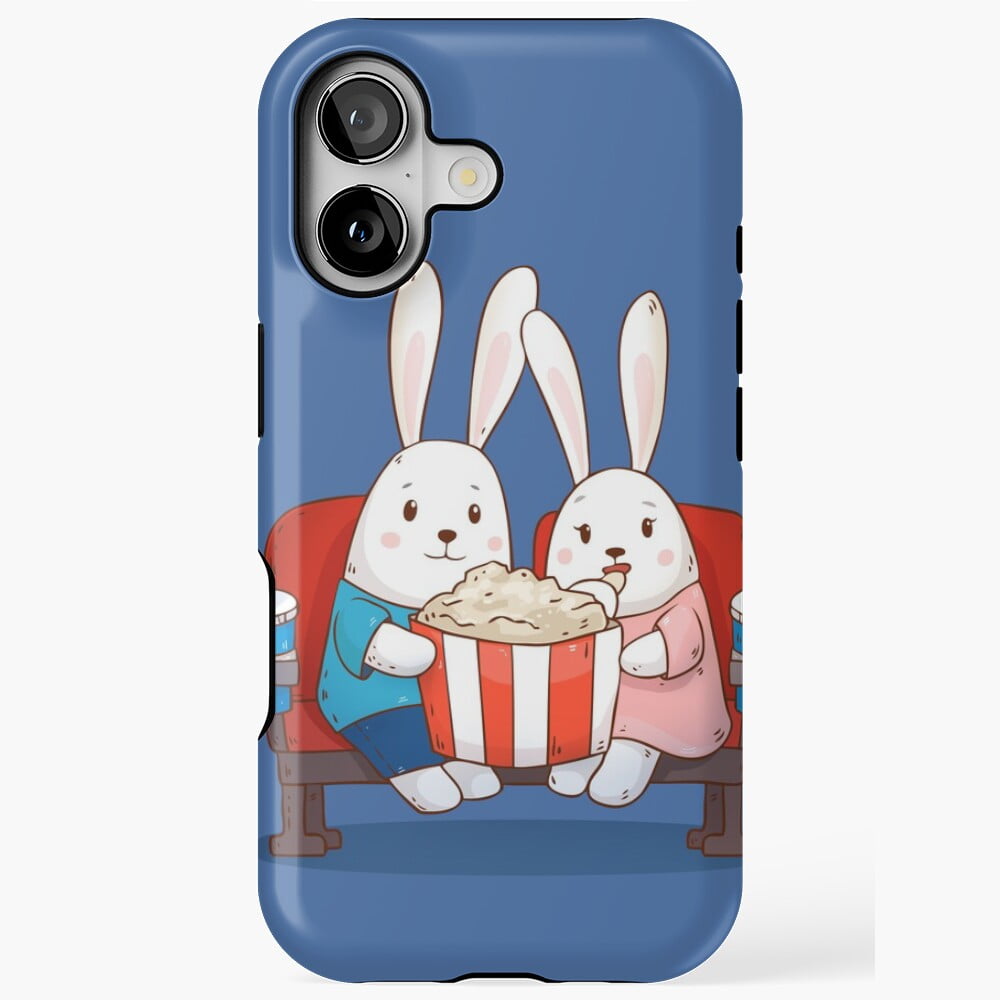 Bunnies Movie Night Cute Activity iPhone Case 17 through 11 Pro Max ...