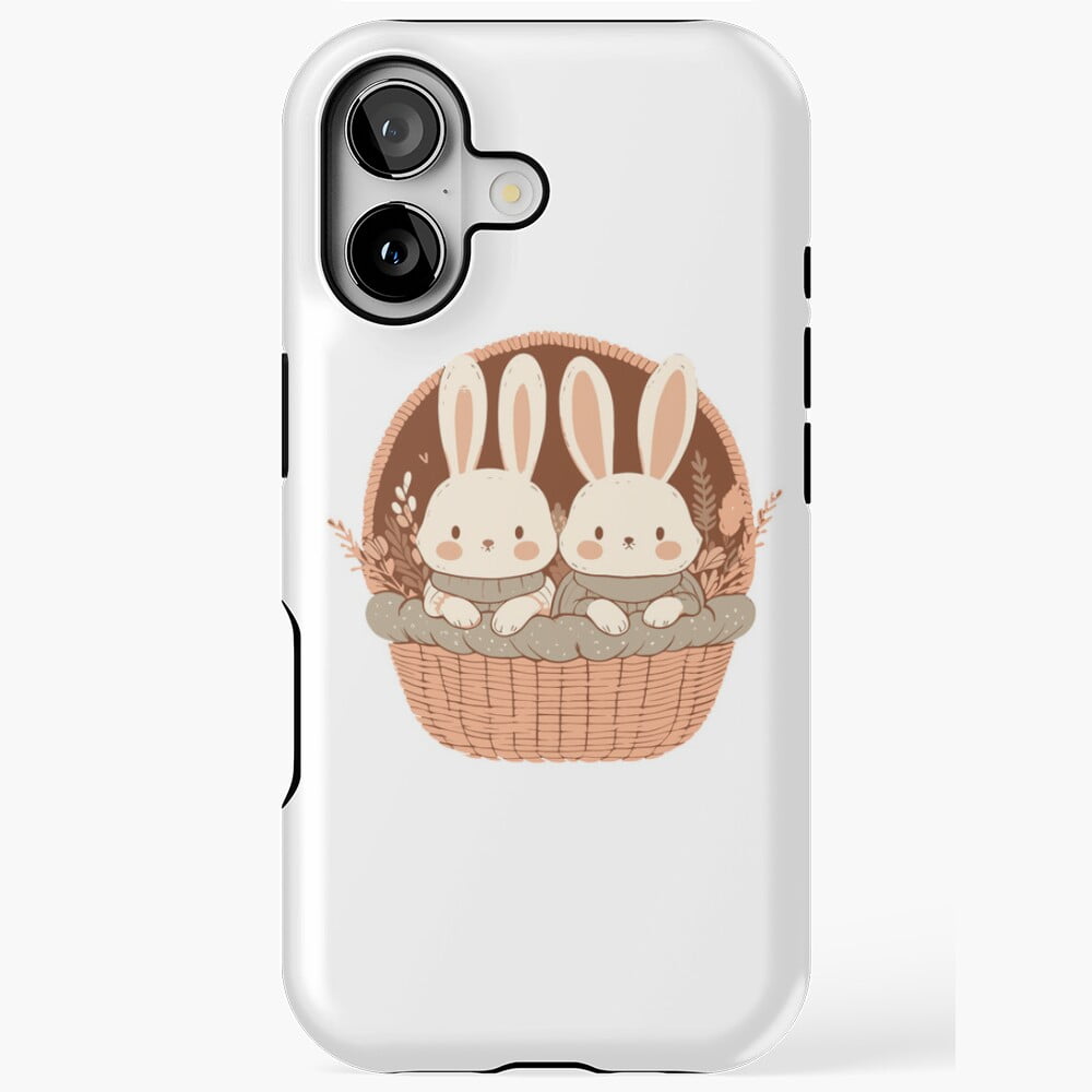 Bunnies On A Basket Cottagecore Style iPhone Case 17 through 11 Pro Max ...