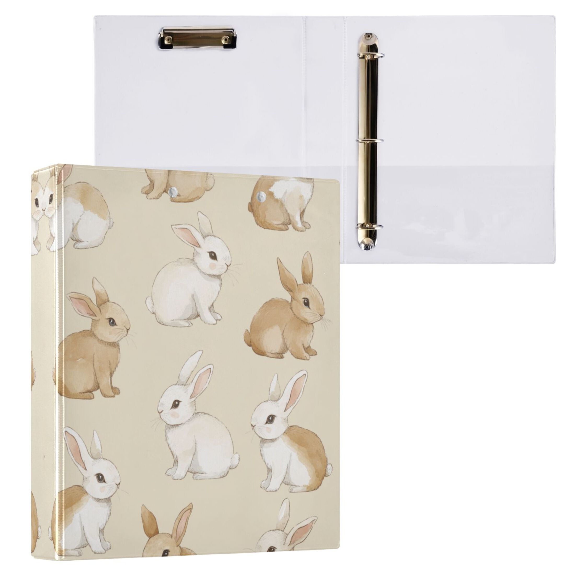 Bunnies Pattern 3 Ring Hardcover Binders 1.5in Round Rings for Letter ...