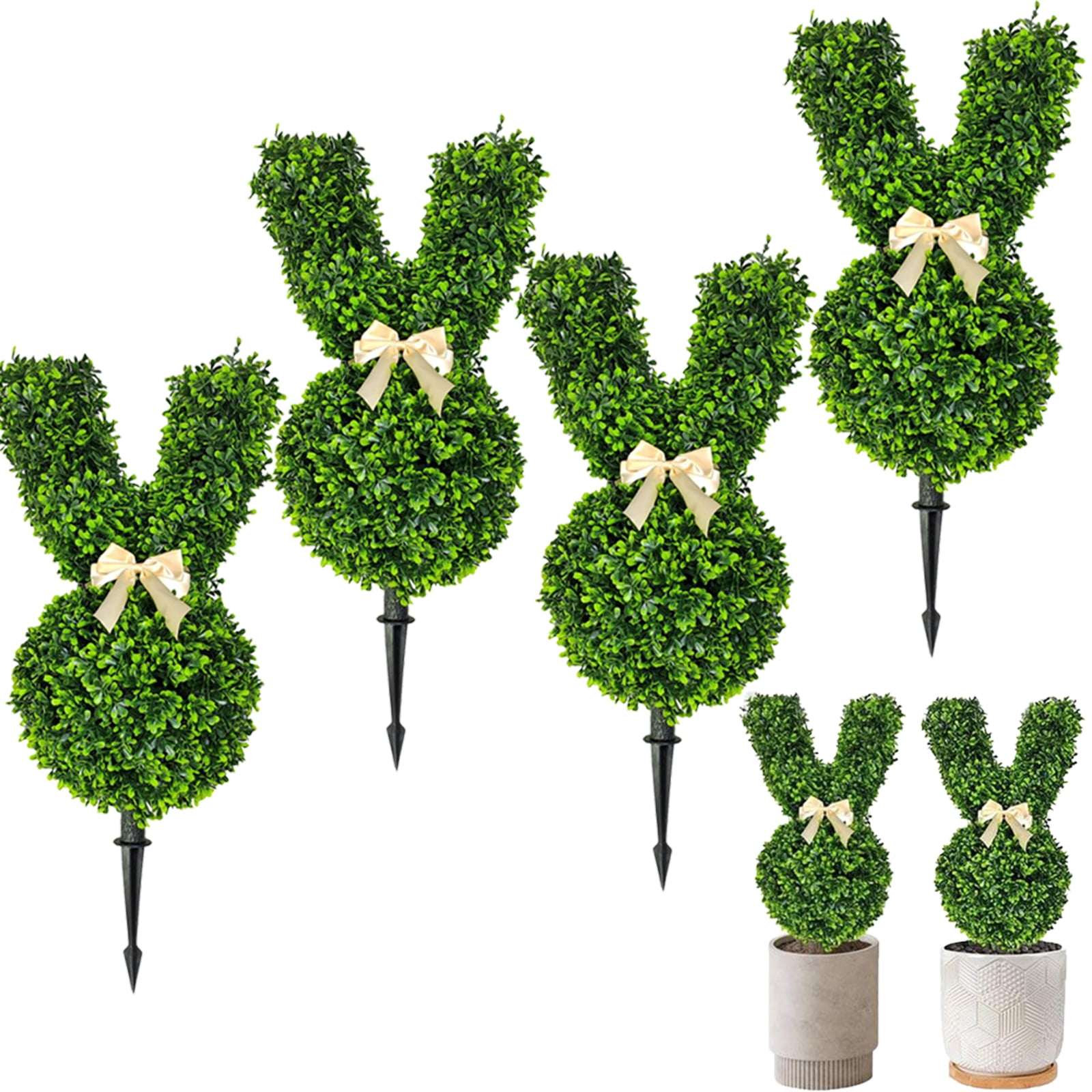 Bunnies Shaped Topiary Trees, 28.7" Bunny-Shaped Artificial Topiary ...