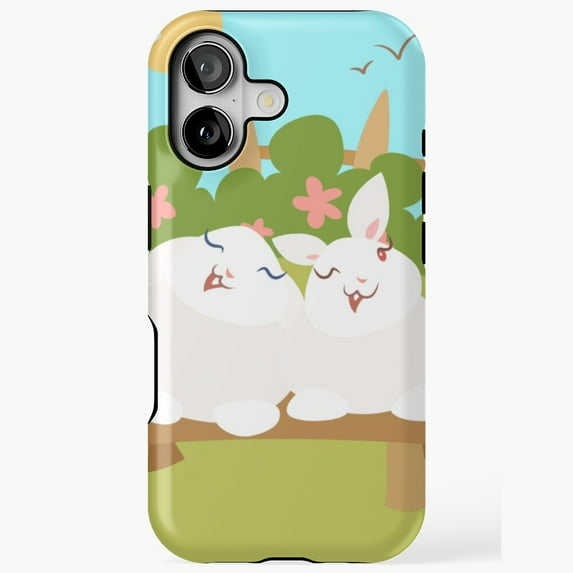 Bunnies Sunny Day Cheerful Rabbit Art iPhone Case 17 through 11 Pro Max ...