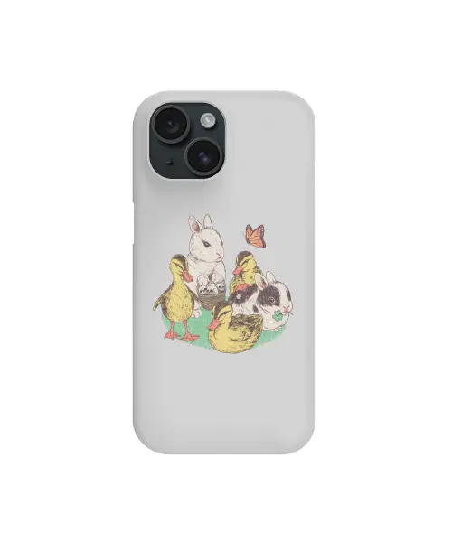 Bunnies and Duckies Cute Animal Art Phone Case for iPhone 16 15 14 13 ...