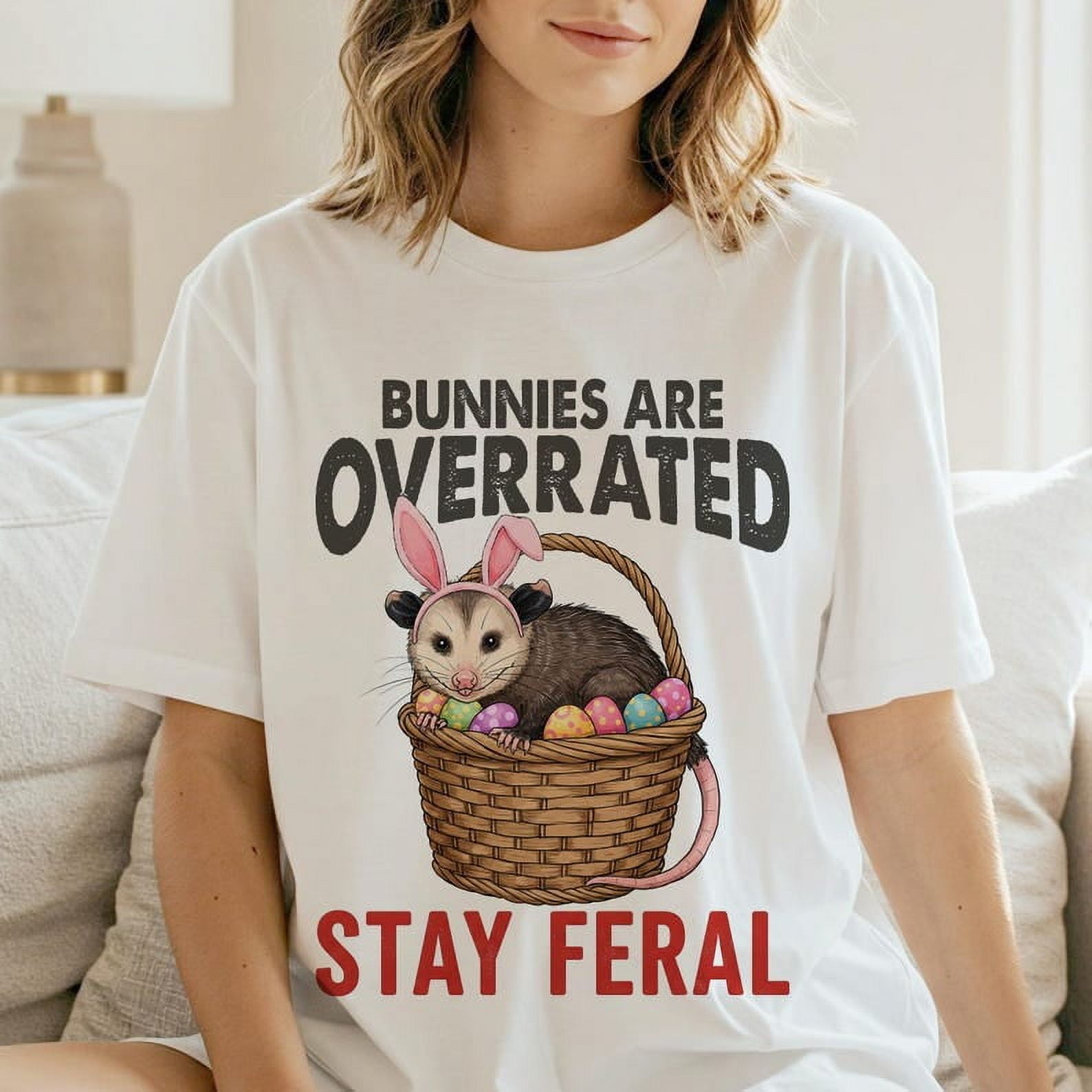 Bunnies are overrated stay feral shirt, funny opossum Easter shirt ...