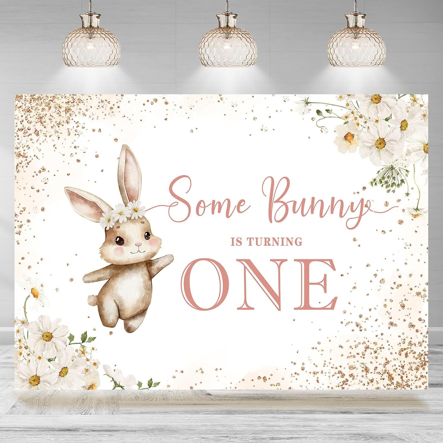Bunny 1st Birthday Backdrop for Girls Some Bunny is Turning One Floral ...