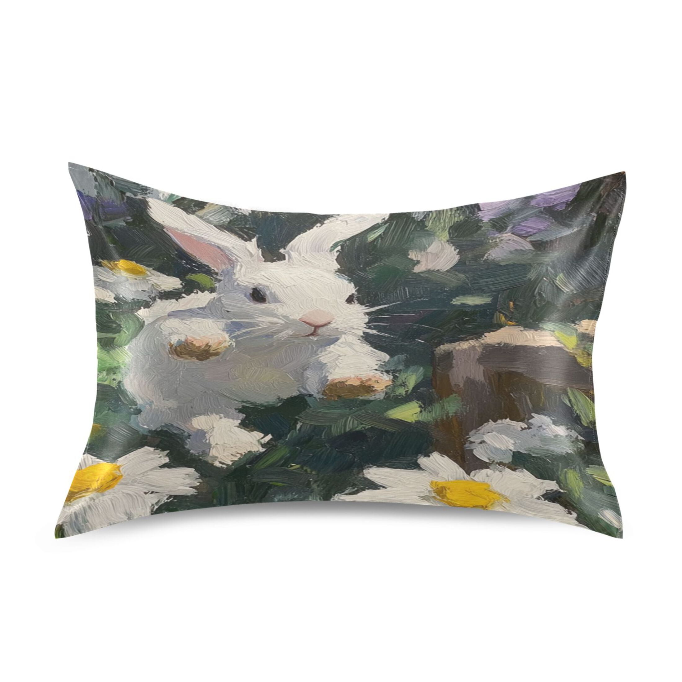 Bunny Among Daisies Satin Pillowcase 20''x30'' Double-Sided Print Soft ...