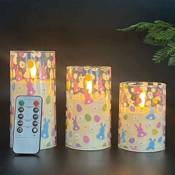 Bunny And Easter Egg Flickering Led Candles With Remote For Table ...