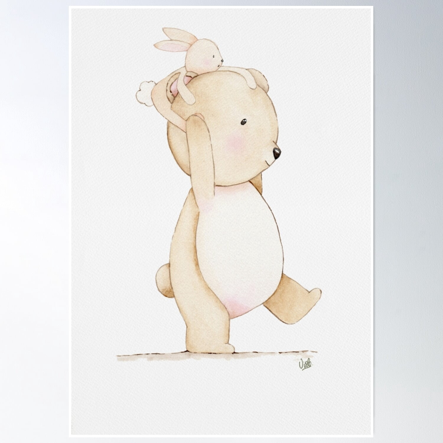 Bunny And Teddy Poster Wall Art, Modern Wall Decor, 8x12 UNFRAMED ...