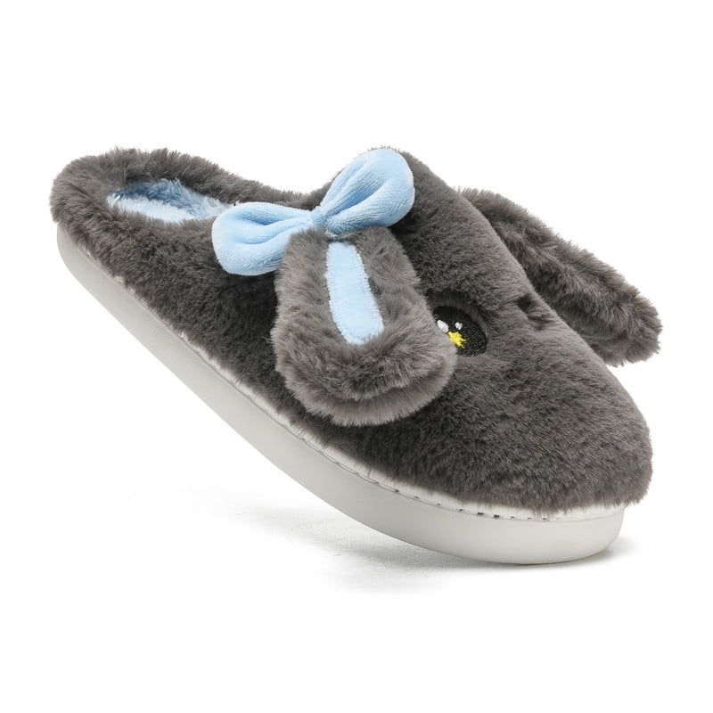 Bunny Animal Slippers for Women and Men, Cute Funny Fuzzy Plush Cartoon ...