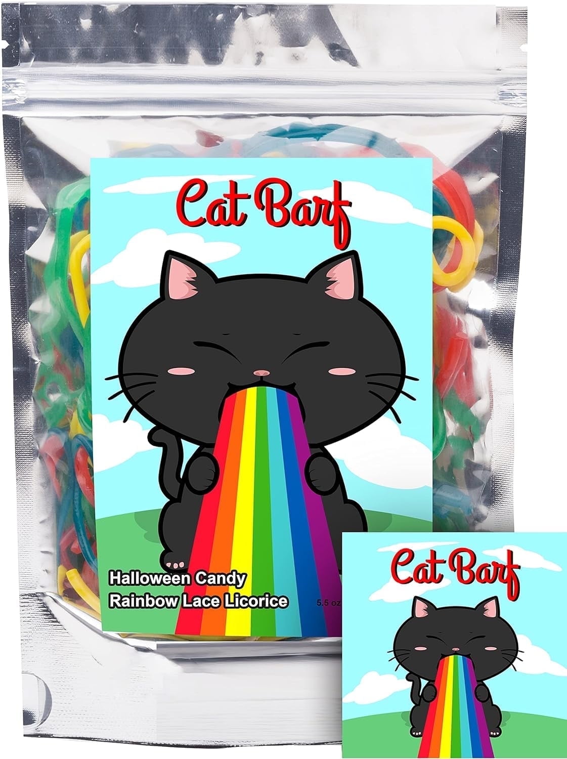 Cat Barf Rainbow Lace Licorice Fun Unique Halloween Candy Birthday Gag Gift for Teens, Girls ...