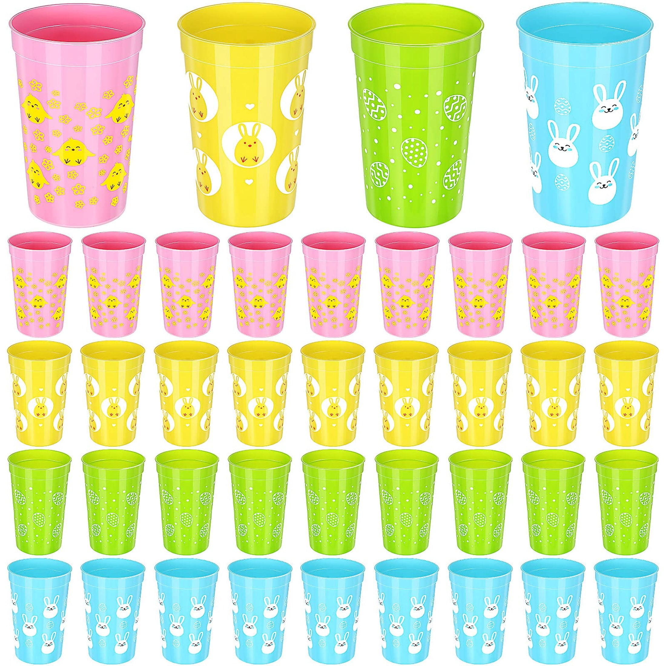Bunny Bash Reusable Party Cups Set - 36 Colorful 12 oz Tumblers for ...