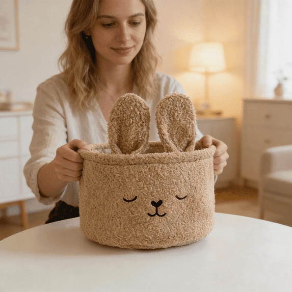 Bunny Basket Entryway High-Quality Fleece Storage Basket - Soft ...