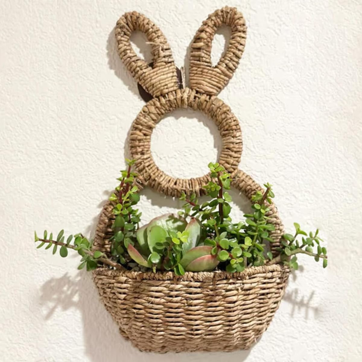 Bunny Basket Hanging Wall Pocket Spring Decor, 2025 New Wicker Easter ...