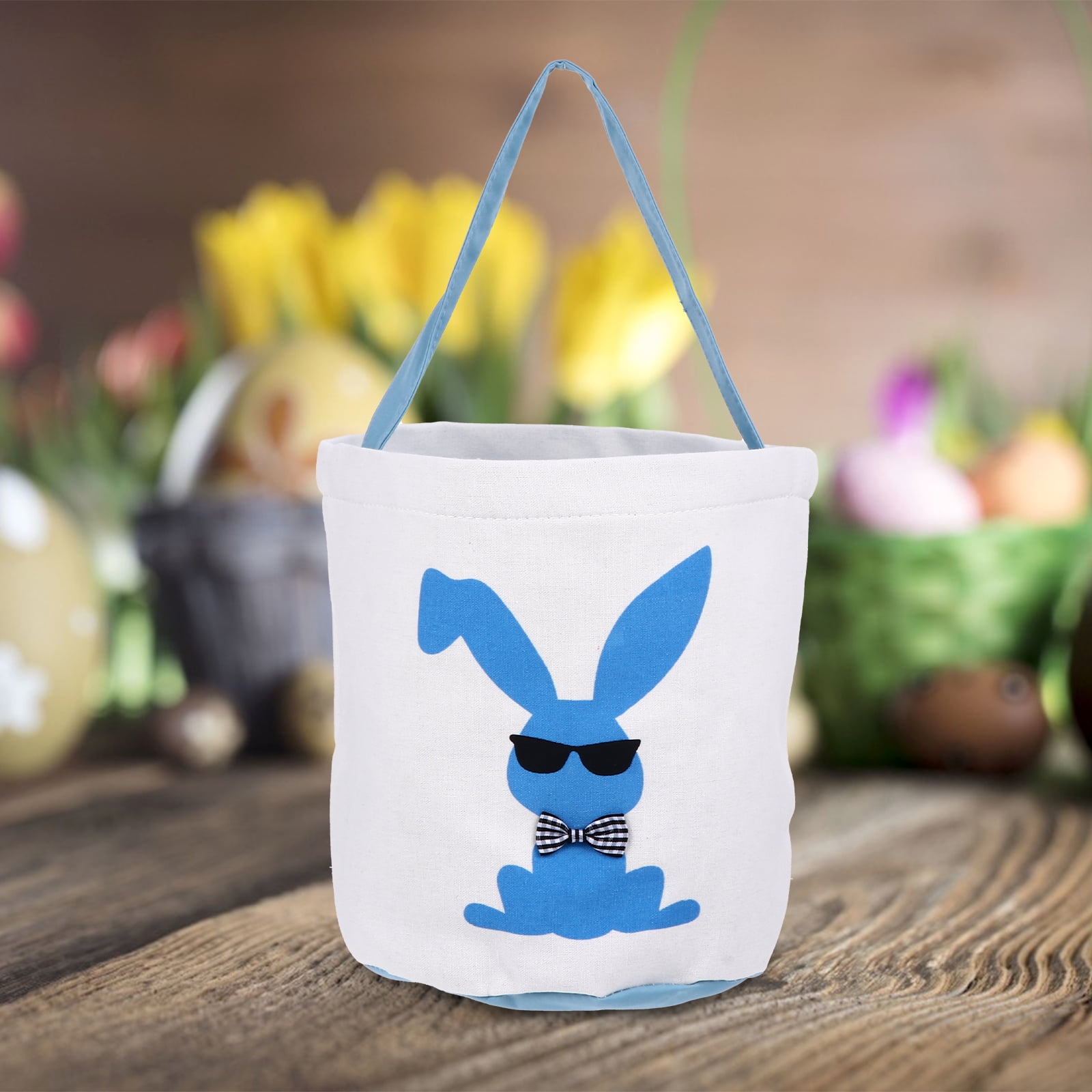 Bunny Basket Rabbit Gift Bag with Handle Candy Storage Container Treat ...