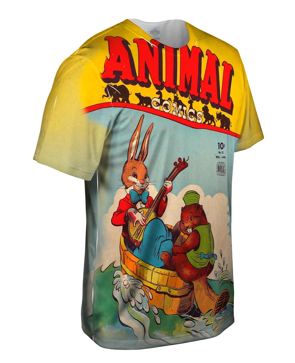 Bunny Beaver Joy Comic Retro Mens T-Shirt All Over Print - Walmart.com