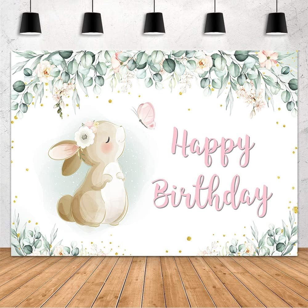 Bunny Birthday Backdrop for Girl Bunny Birthday Party Decorations ...