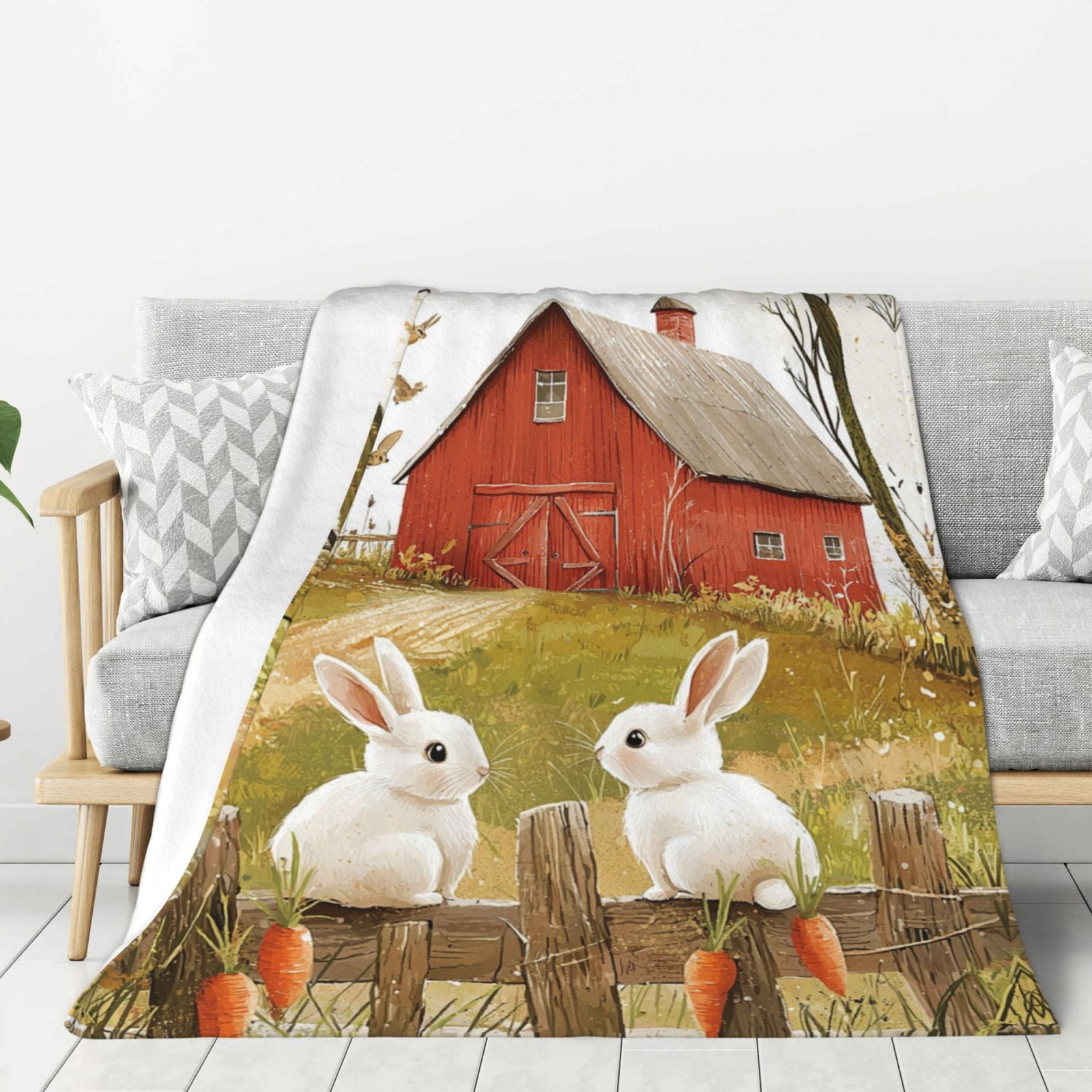 Bunny Blanket Soft Cozy Flannel Throw Blankets Cute Bunny Themed ...