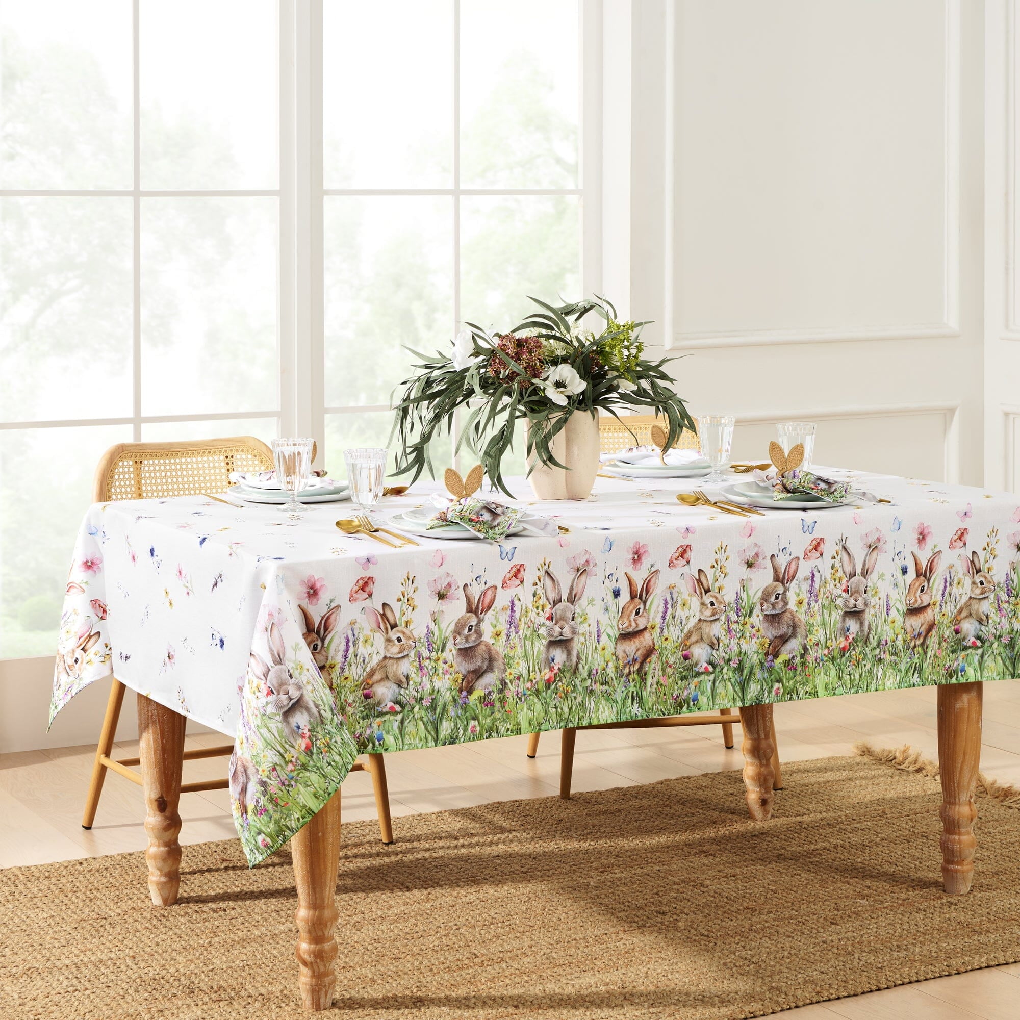 Bunny Blossom Easter Tablecloth - Walmart.com